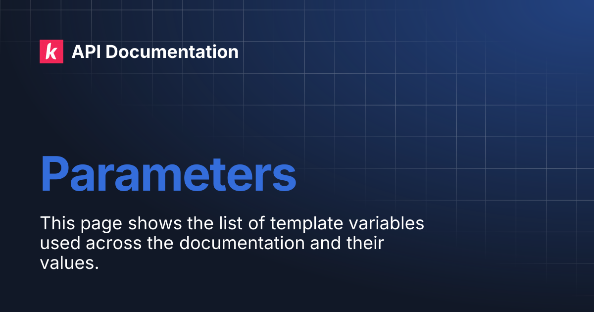 Parameters Api Documentation